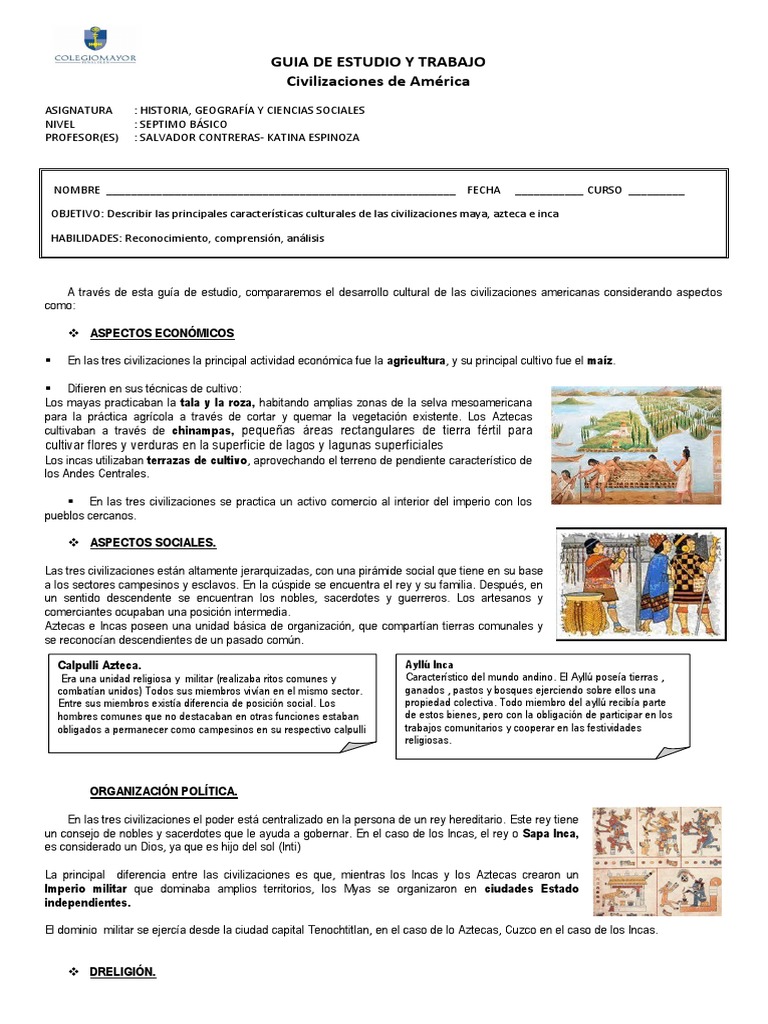 Guia Grandes Civilizaciones Americanas | PDF | Imperio Inca ...