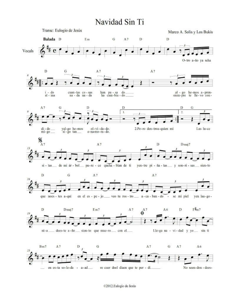 Partitura de Navidad Sin Ti | PDF