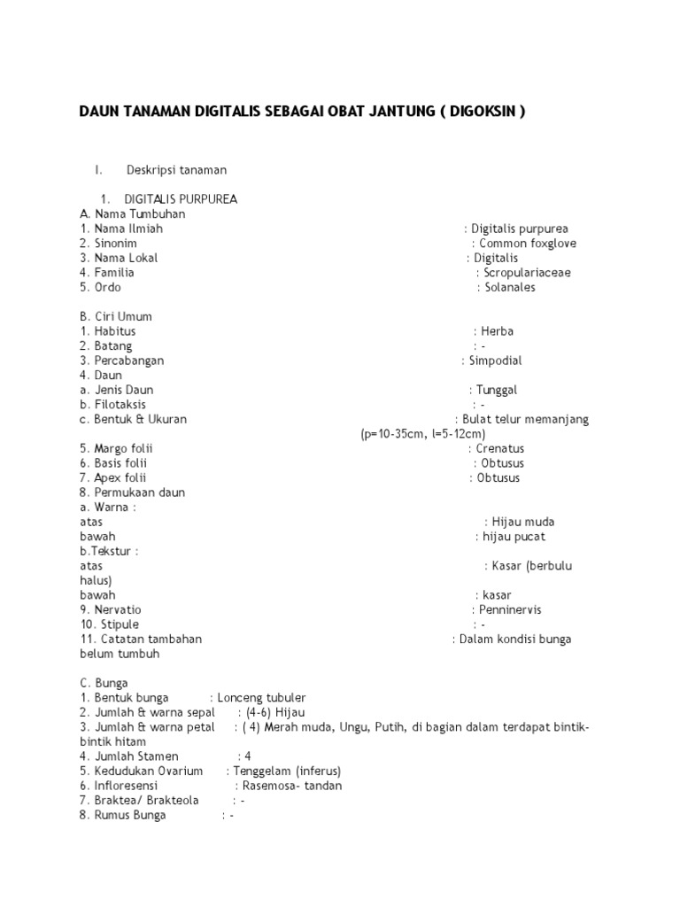 Digitalis: Obat Jantung Alami | PDF