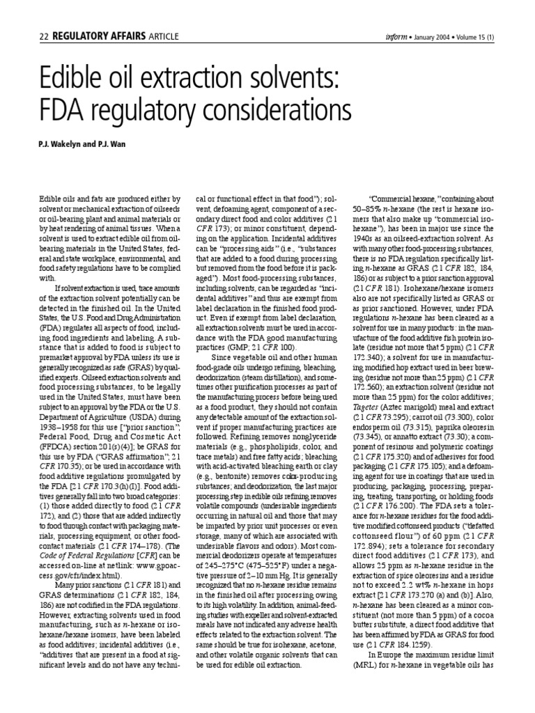 Edible Oil Extraction | PDF | Food And Drug Administration | Vegetable Oil