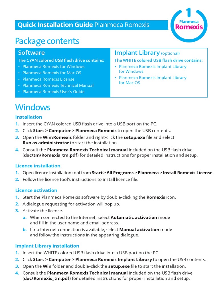 Quick Installation Guide Romexis | PDF | Installation (Computer Programs) | Adobe Flash