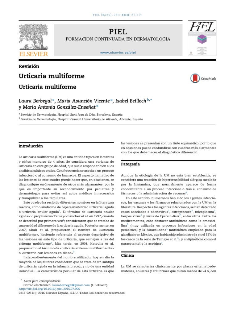 Urticaria Multiforme | PDF | Lupus eritematoso sistémico | Medicina CLINICA