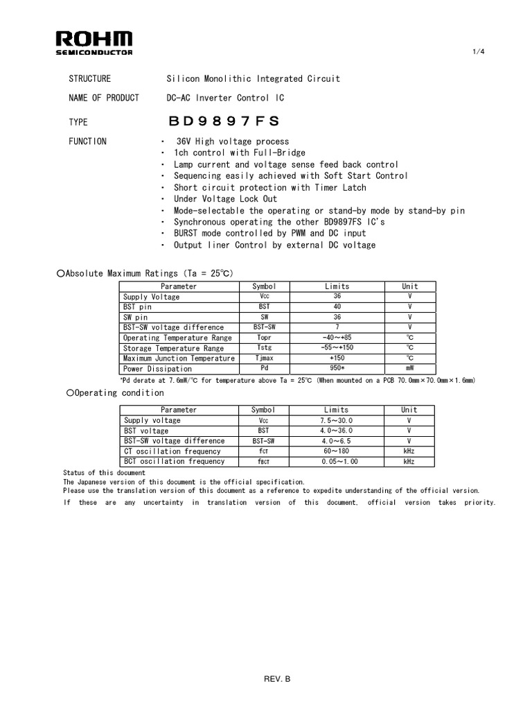 Oscilador de Inverter BD9897FS | PDF | Bipolar Junction Transistor ...
