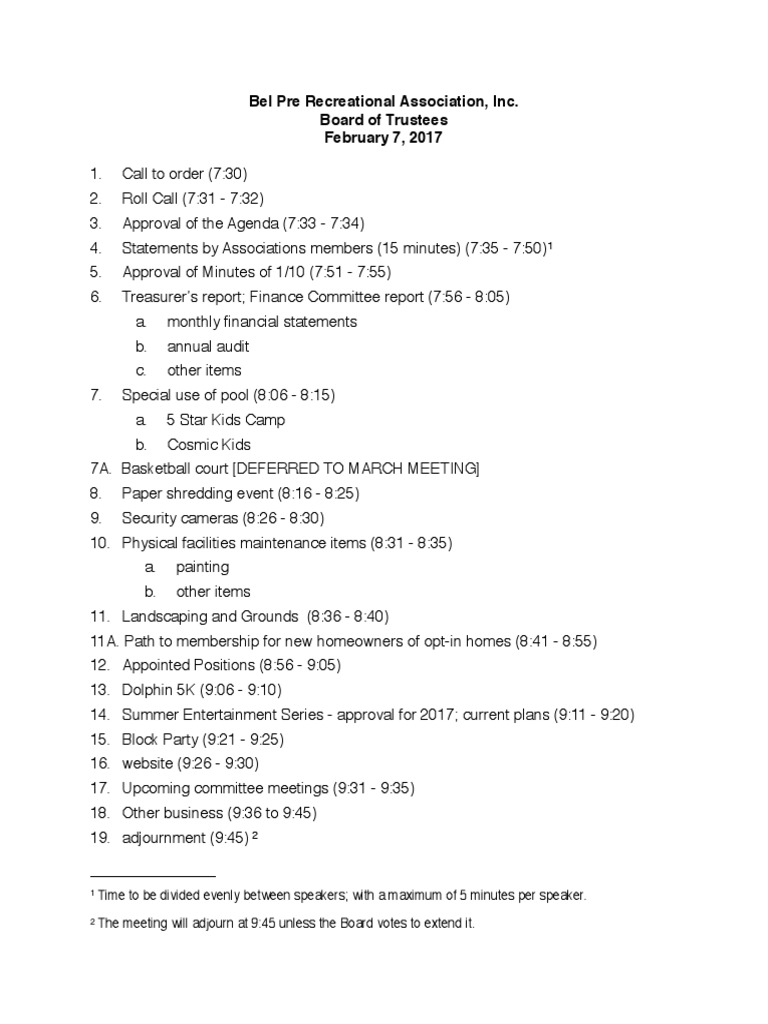 BPRA Prelim Agenda 170207 | PDF