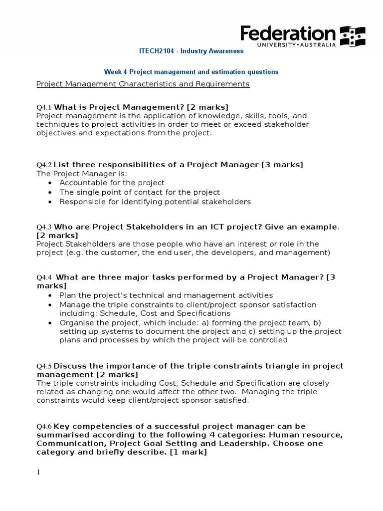 Week4 Projectmanagement Questions Answers | PDF | Project Management ...