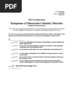 DES Dissociative Experiences Scale | PDF | Dissociation (Psychology ...