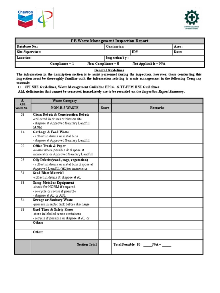 PB Waste Management Form | PDF | Waste Management | Landfill