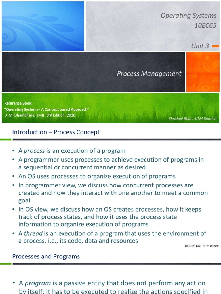 10EC65 Operating Systems - Process Management | PDF | Thread (Computing) | Process (Computing)