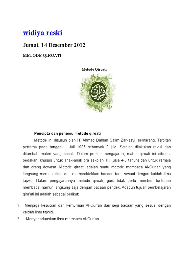 Metode Qiroati untuk Pembelajaran Al-Qur'an | PDF | Sains & Matematika