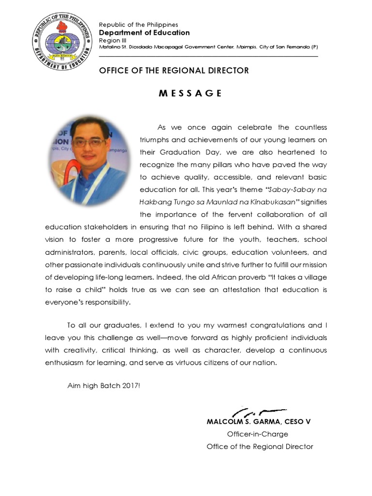 2017 Graduation Message PDF | PDF