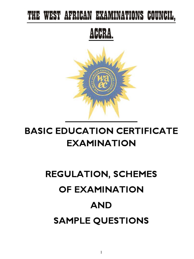 WAEC Handbook For Basic Education Certificate ExaminationBECE | PDF ...