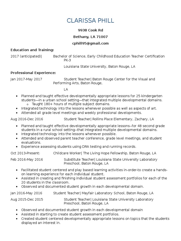 Resume Shell | PDF | Students | Baton Rouge