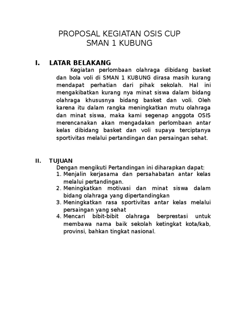 Dokumen - Tips - Proposal Kegiatan Osis Cup | PDF