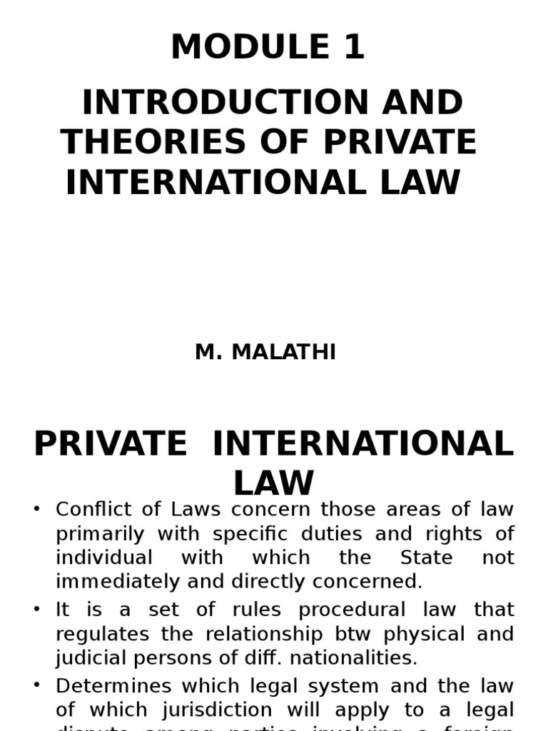 Private International Law | PDF | Comity | Jurisprudence