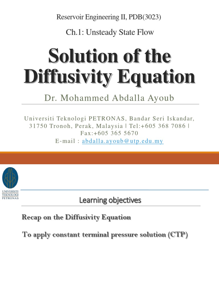2-Solution of the Diffusivity Equation | Fluid Dynamics | Petroleum ...