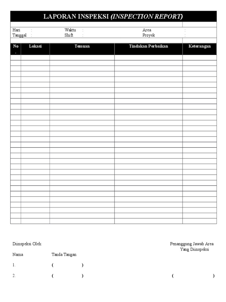Form Laporan Inspeksi | PDF