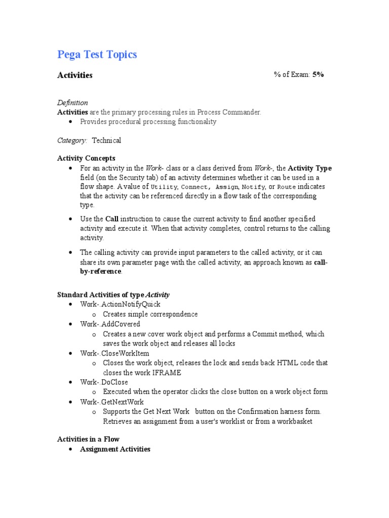 Pega Test Topics Activities Pdf Parameter Computer Programming Object Computer Science