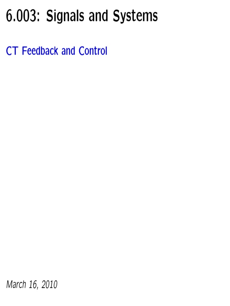 Lec12 CT Feedback & Control | PDF | Operational Amplifier | Electrical Engineering