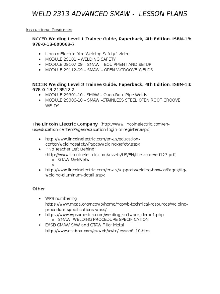0-2313 Weld Lesson Plans | Download Free PDF | Pipe (Fluid Conveyance ...