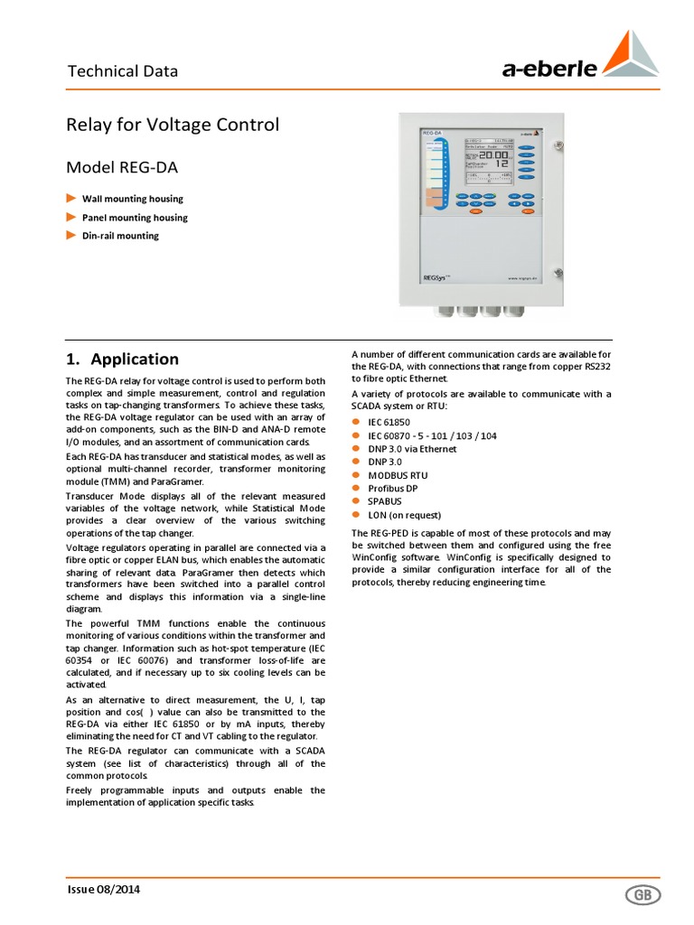 Automatic Voltage Regulator Reg D E.eberle | PDF
