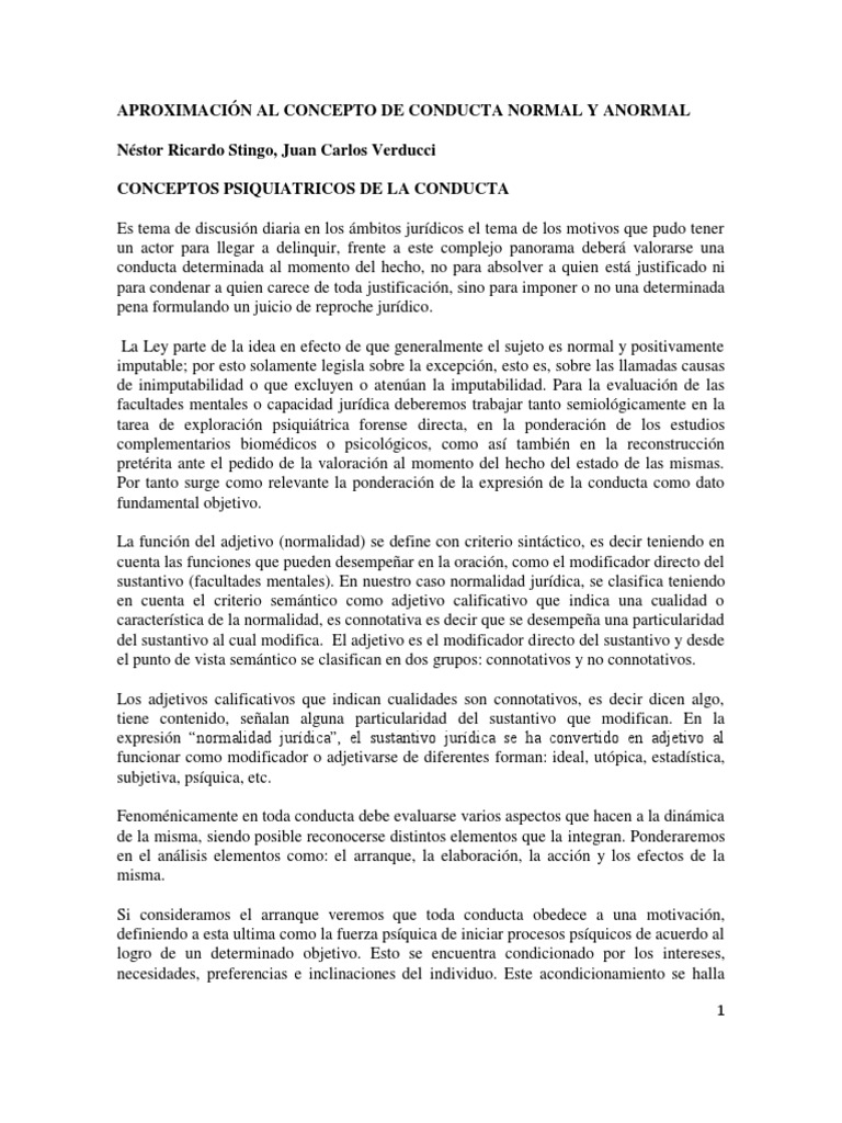Conducta Normal y Anormal | PDF | Intención (Derecho Penal) | Psique ...