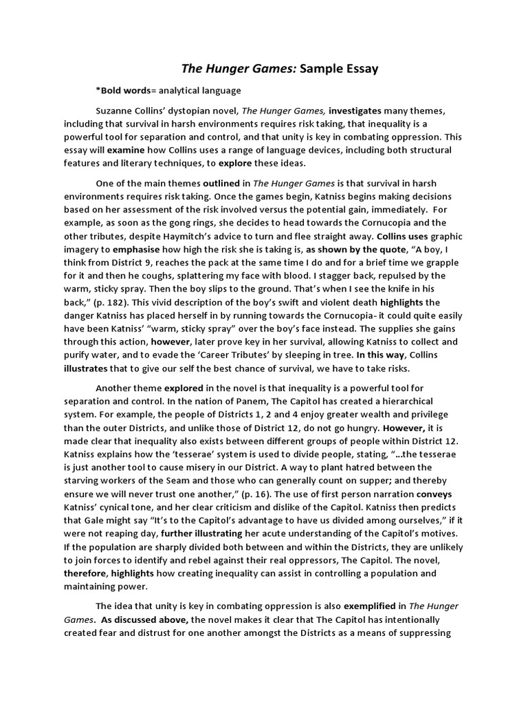 Themes in The Hunger Games Essay | PDF | The Hunger Games