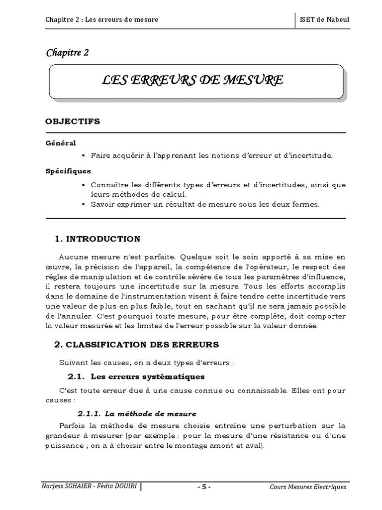 Chapitre 1 Generalites Sur La Mesure | PDF | Erreur de mesure | Calibrage