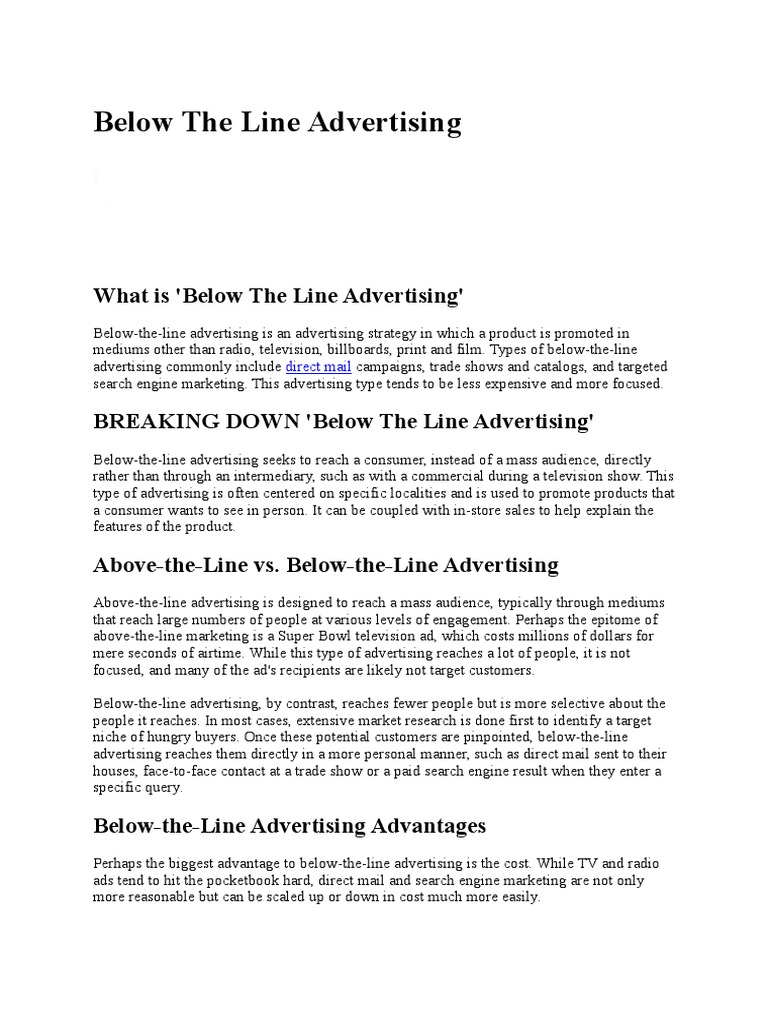 Below The Line Advertising | PDF | Advertising | Semiotics