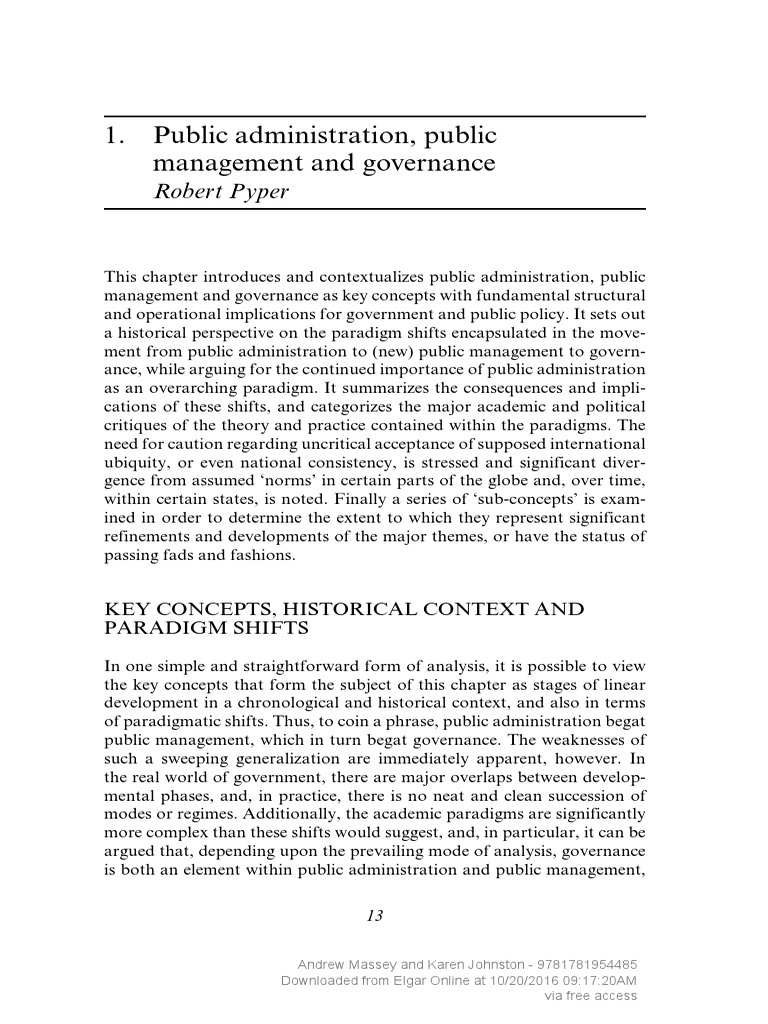 Pyper, Robert - Public Administration, Public Mangement and Go | PDF ...