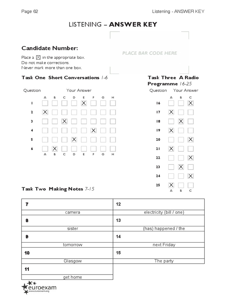 Listening - : Answer Key | PDF | Leisure