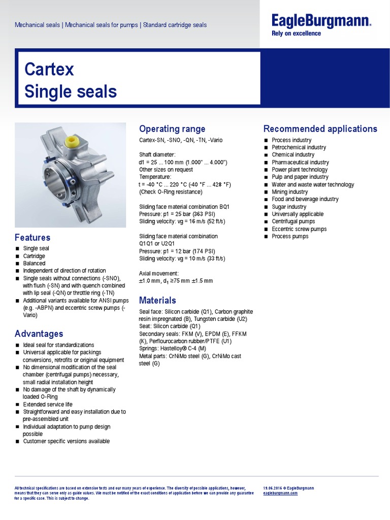 EagleBurgmann - Cartex Single Seals - EN | PDF | Pump | Screw