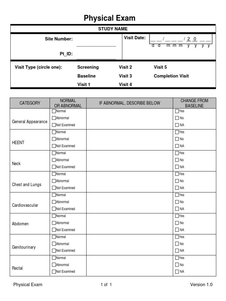 6 Physical Exam Fill Able | Download Free PDF | Physical Examination ...
