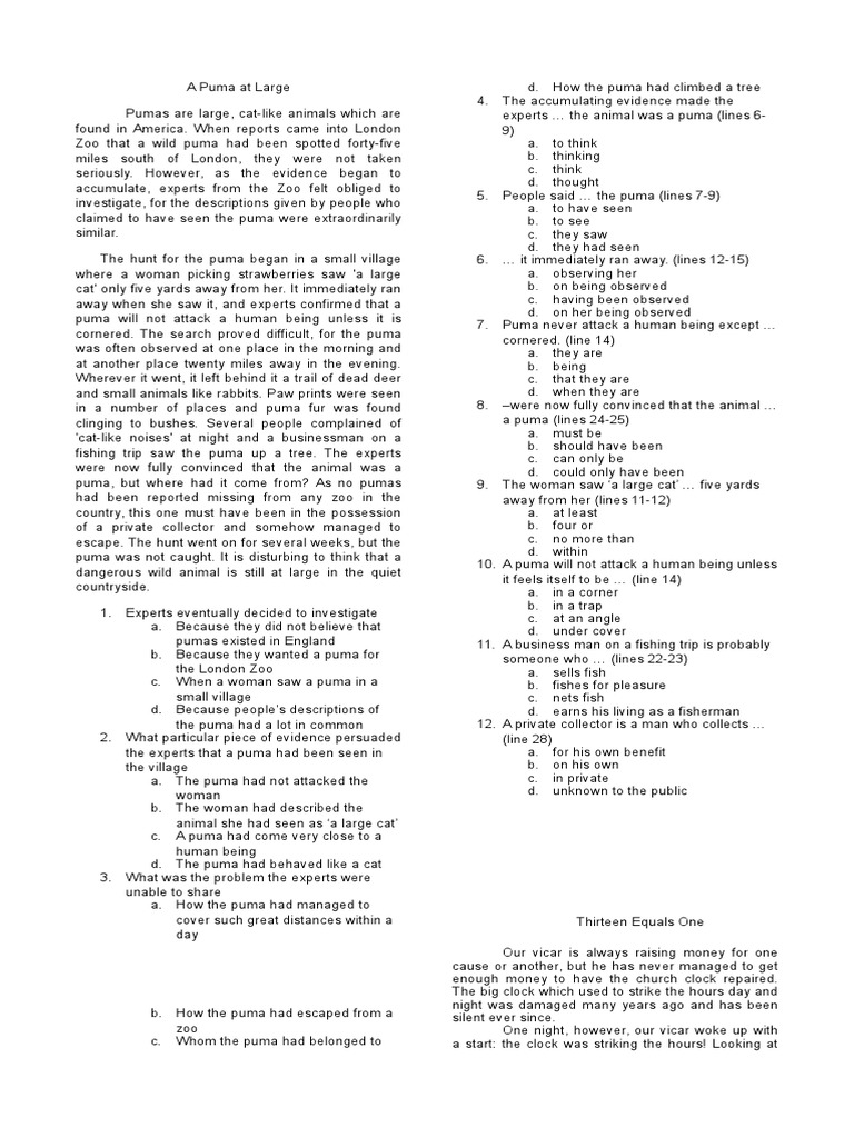 A Puma at Large | PDF | Cougar