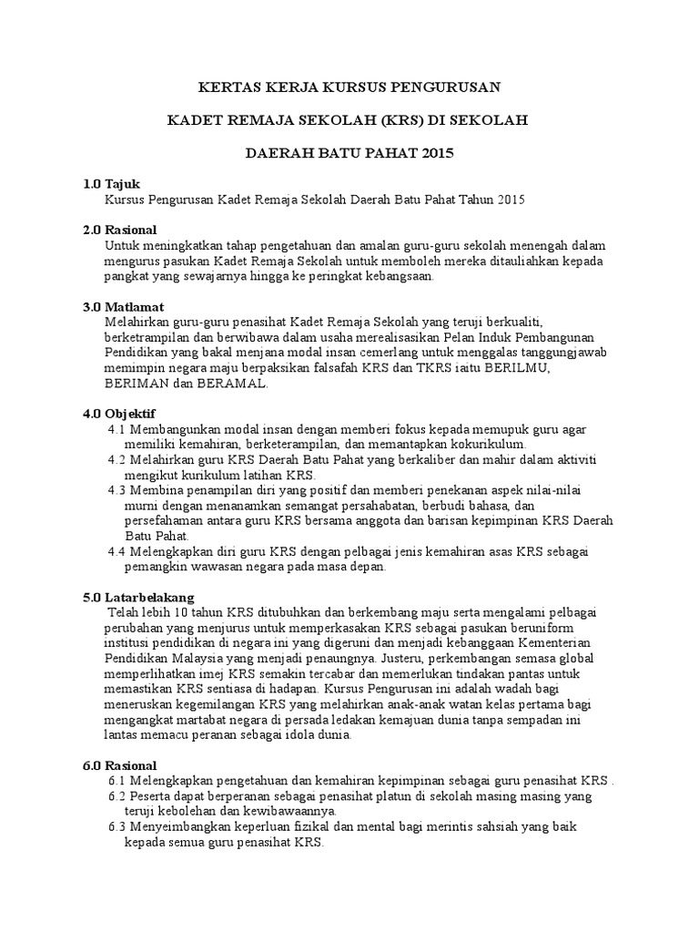 Kertas Kerja Kursus Pengurusan | PDF