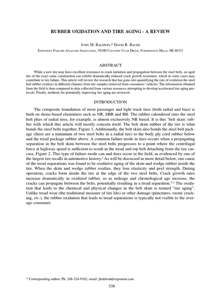 Rubber Oxidation Tire Aging Review | PDF | Cross Link | Tire