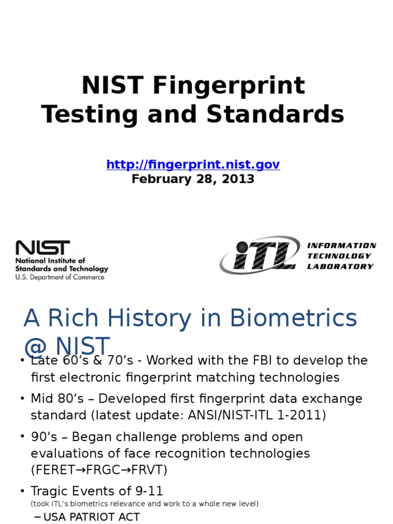 NIST Fingerprint Testing Standards | PDF | Data Compression | Fingerprint