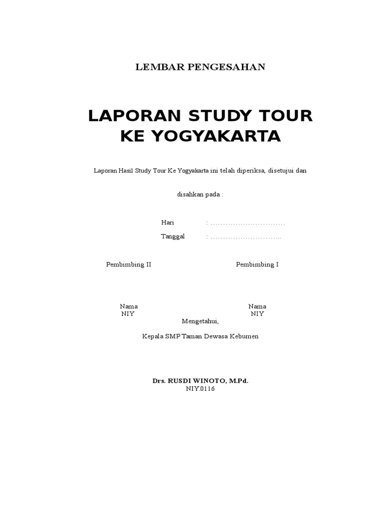 Persetujuan Laporan Study Tour Ke Yogyakarta Pdf