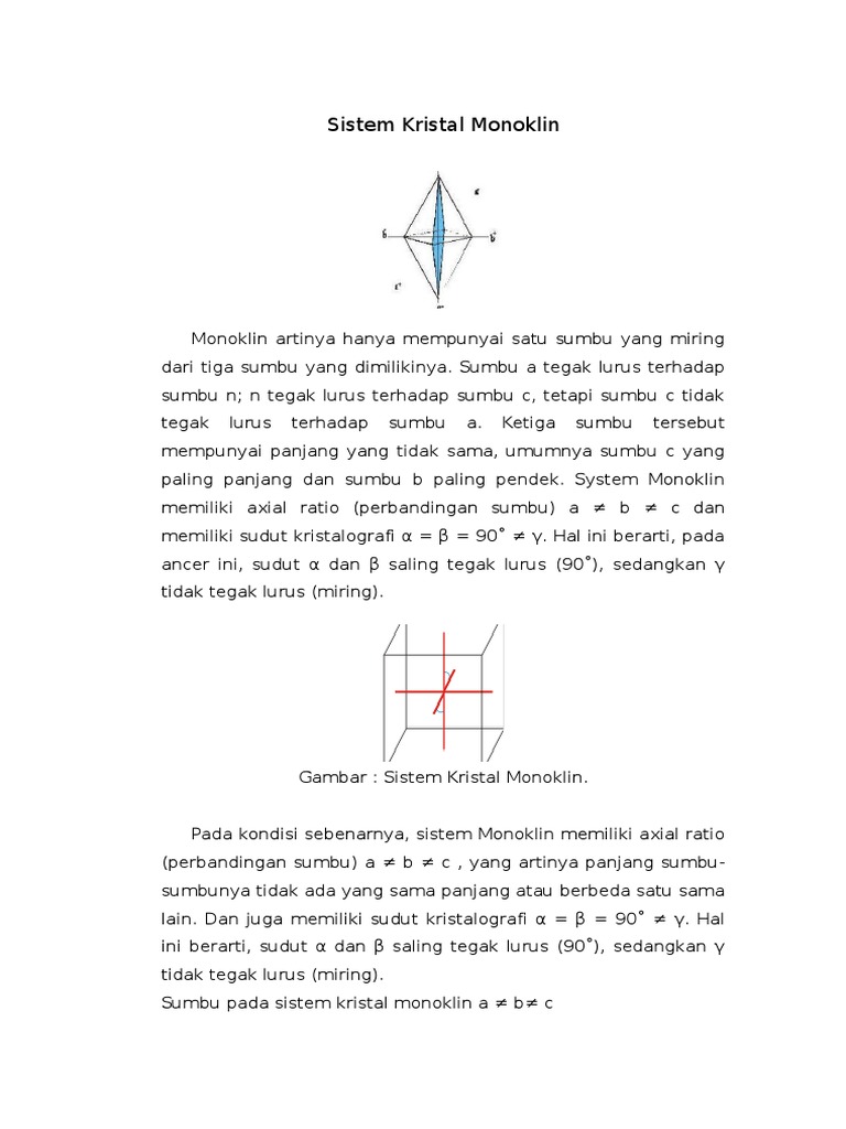 Sistem Kristal Monoklin | PDF