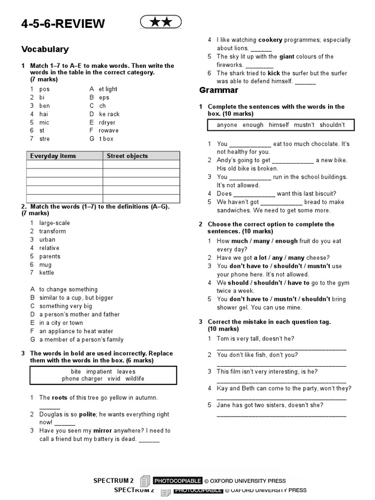 Mosaic 2 4-5-6 REVIEW | PDF | Language Arts & Discipline