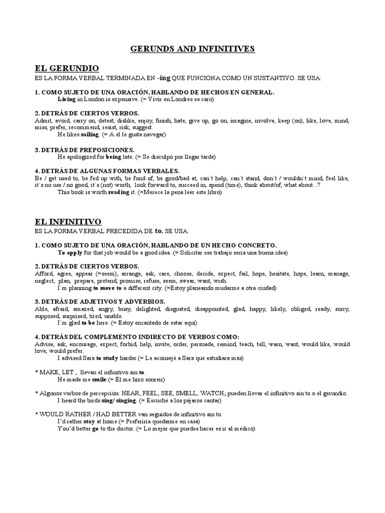 Gerundios e Infinitivos | PDF | Onomástica | Estilo (ficción)