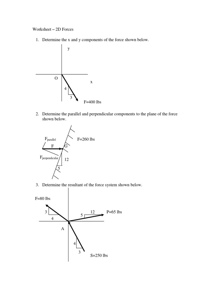 Worksheet-2D Forces PDF | PDF