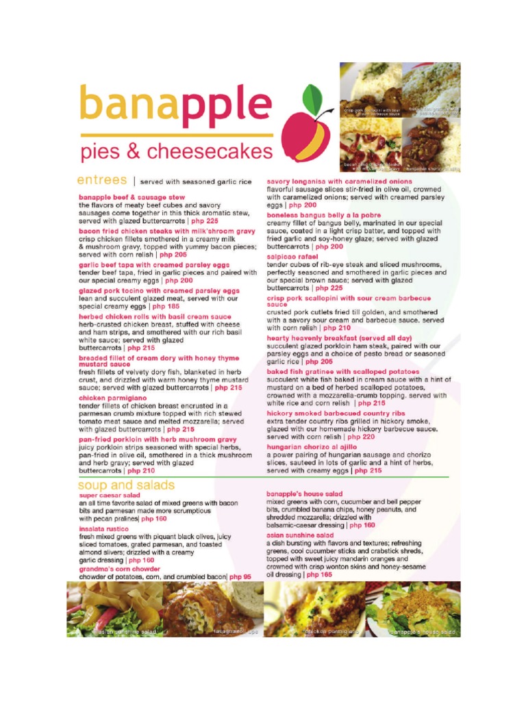 Banapple Menu | PDF | Sausage | Eating Behaviors Of Humans
