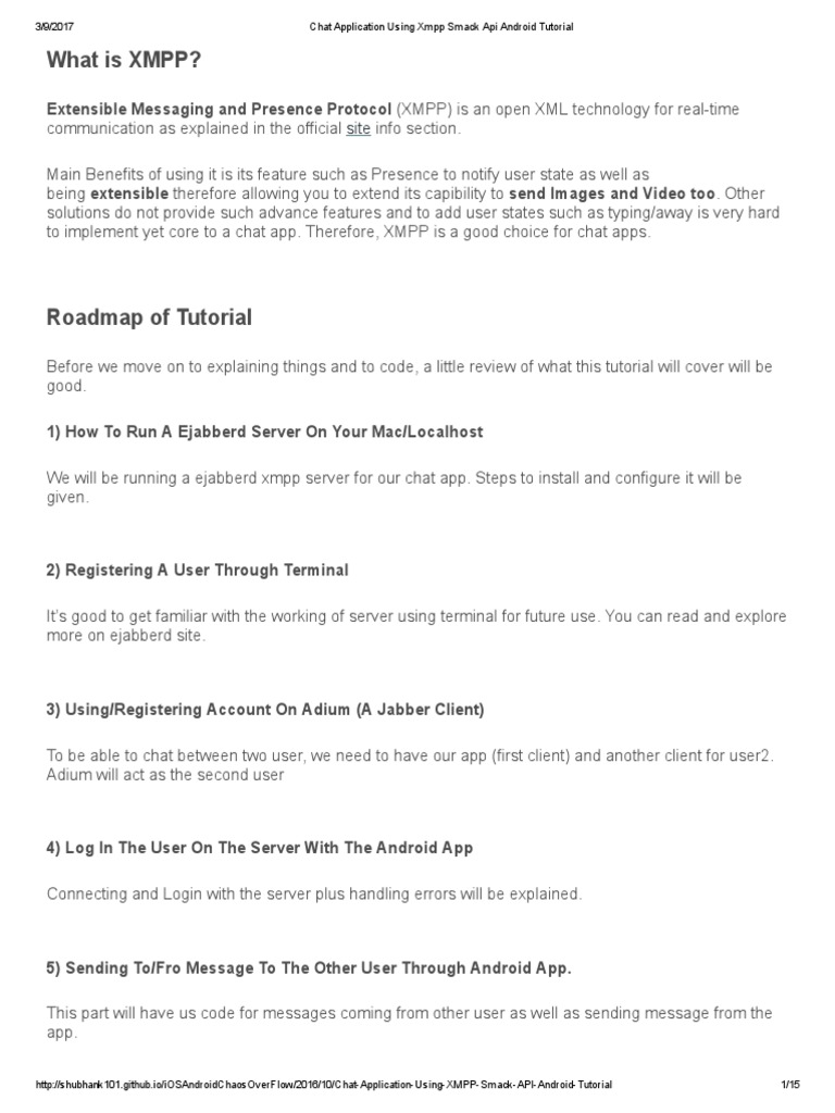 Chat Application Using Xmpp Smack Api Android Tutorial Pdf Application Layer Protocols 