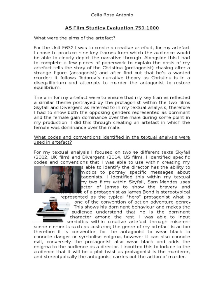 Film Studies Artefact Evaluation | PDF | Actor | Narrative