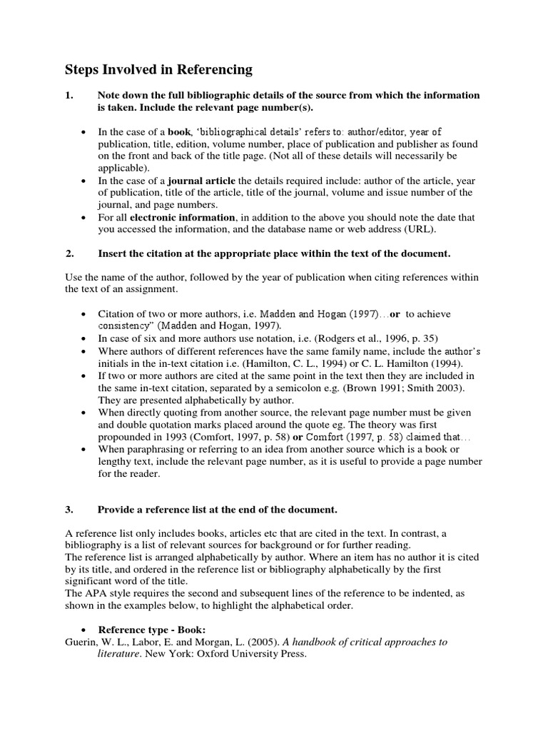 Steps Involved in Referencing: Literature. New York: Oxford University ...