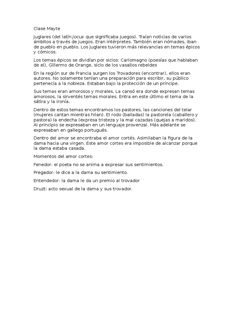 Clase Trovadores | PDF | Clásicos