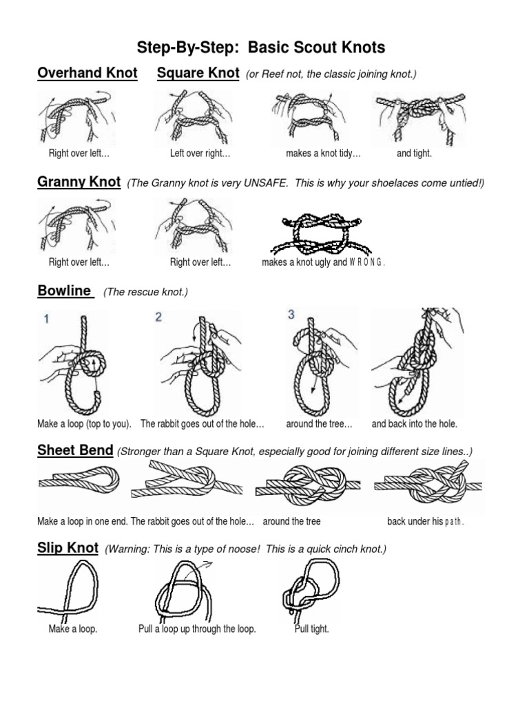 Basic Scout Knots Step-by-Step Guide | PDF