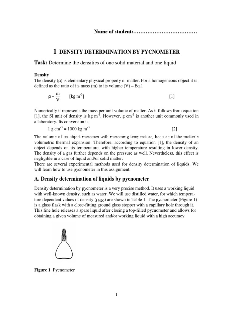 1.Density Pycnometer | Density | Volume