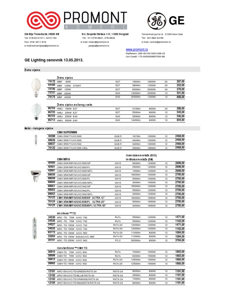 Ge - Lighting 19 07 2013 | PDF | Electrical Equipment | Architectural ...