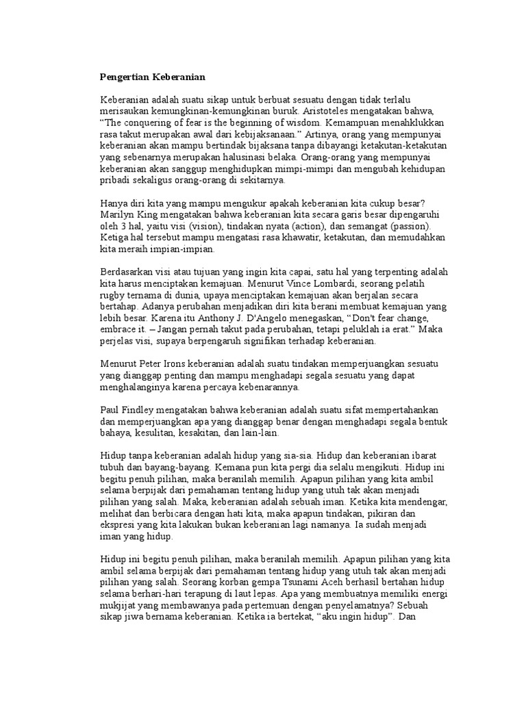 Pengertian Keberanian | PDF
